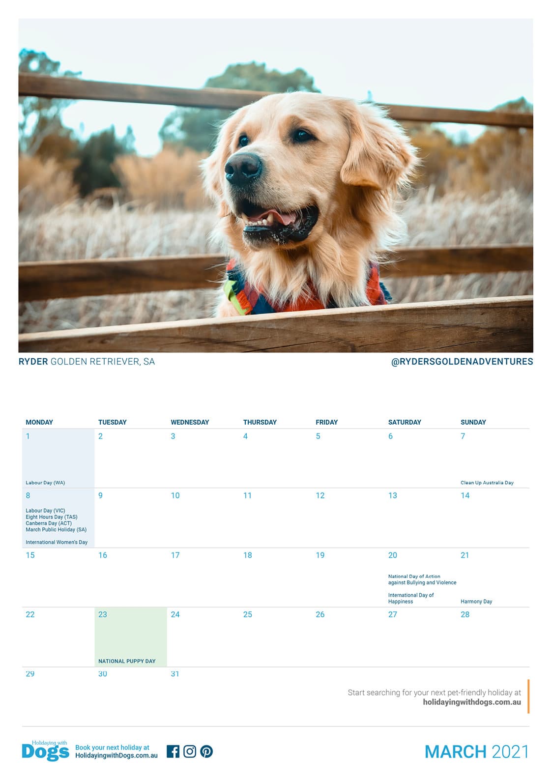 2021 Holidaying with Dogs Calendar - Holidaying With Dogs